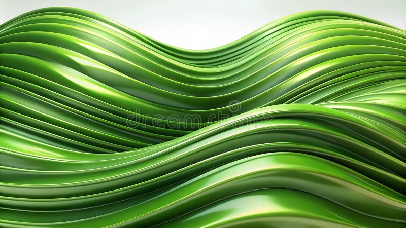 Emerald Flow Abstract Green Wave Pattern in a 3D Rendered World ...