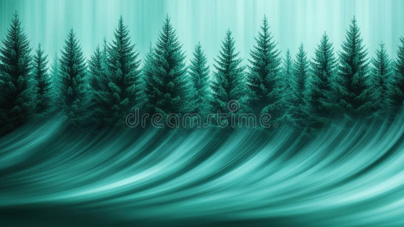 Emerald Forest Trees Aurora Borealis Abstract Background Design Stock ...