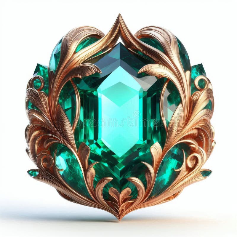 Emerald Gemstone Front View Isolated on White Background Stock ...