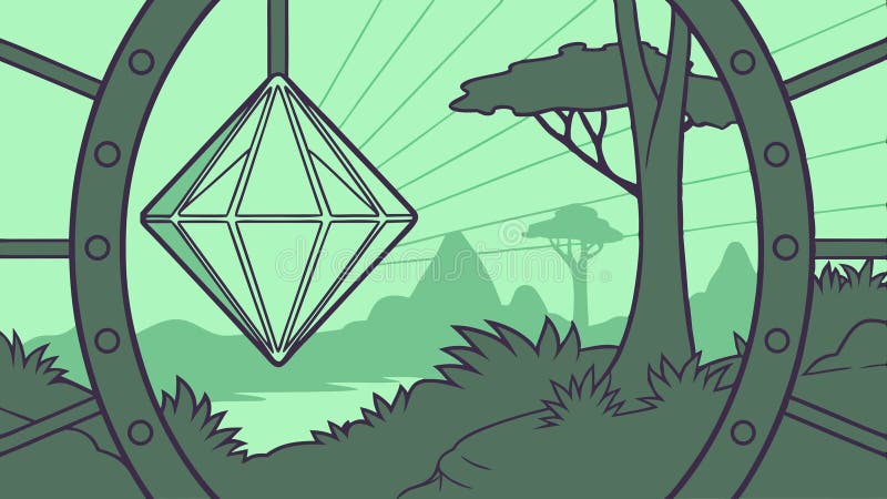 Emerald Gemstone Portal in Mystical Forest Vector, Vector Design ...