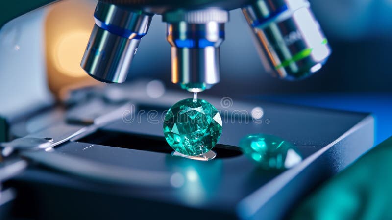 Emerald Gemstone Under Microscope in Laboratory Setting Stock Photo ...