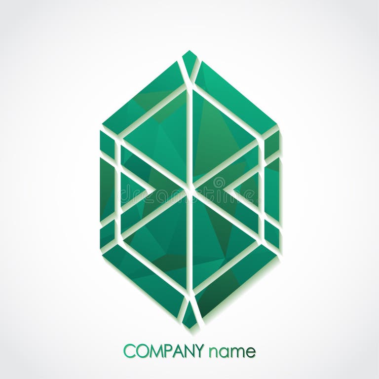 Emerald Geometric Gem Triangular Green Color Logo Stock Vector ...