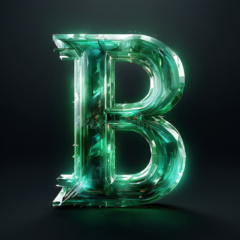 Emerald Glass Letter B 3D Render Stock Illustration - Illustration of ...