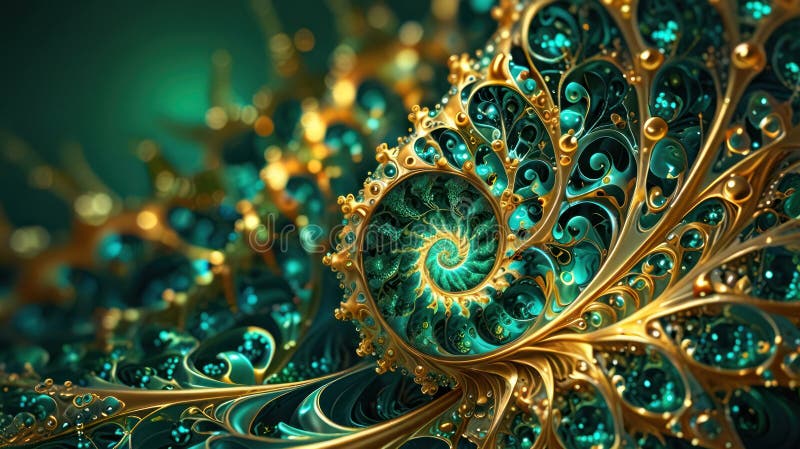 : Emerald Gold Spiral stock illustration. Illustration of pattern ...