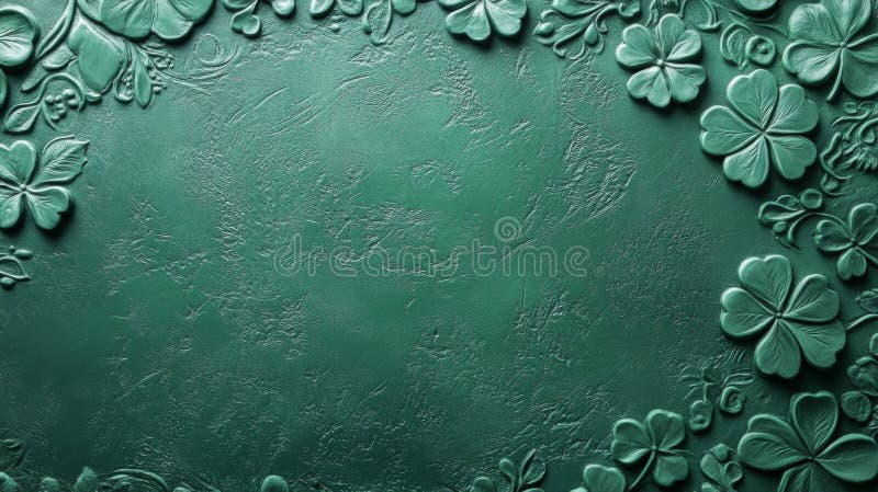 Emerald Green Background with Embossed Floral Design Stock Illustration ...