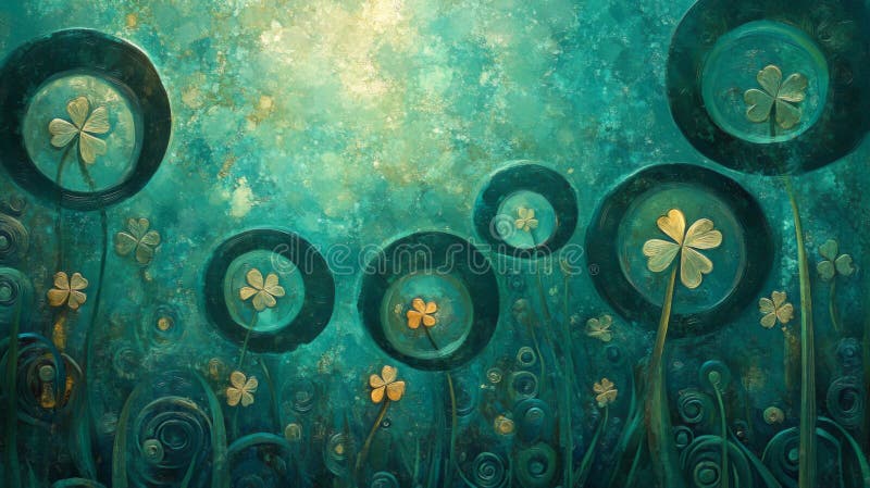 Emerald Green Clover Field Abstract Art Painting Stock Illustration ...