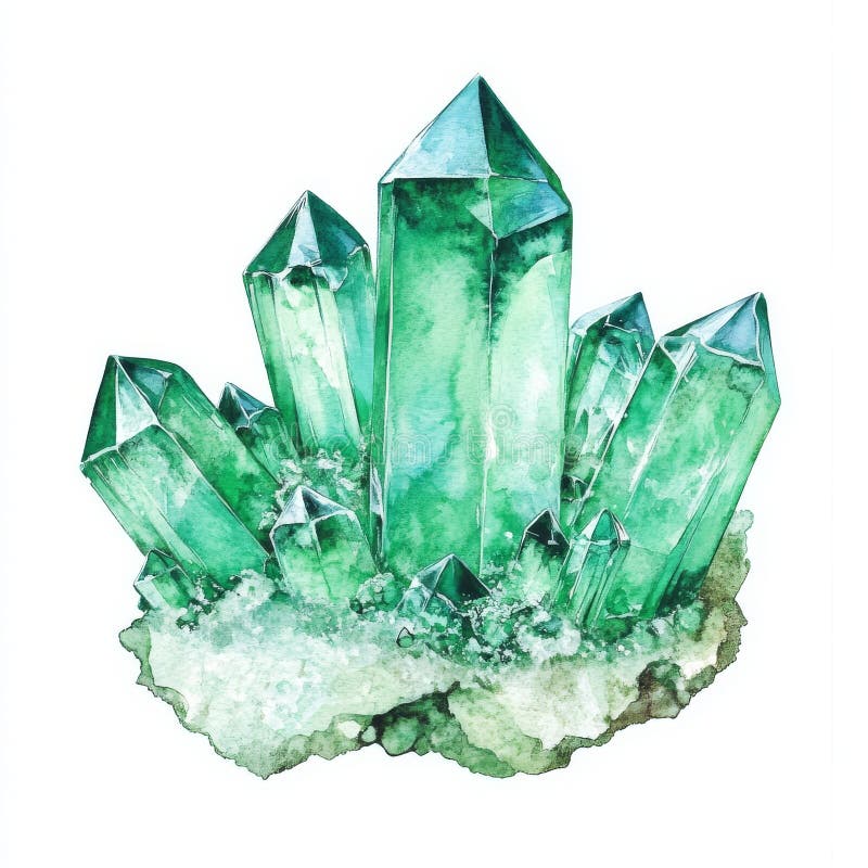 Emerald Green Crystal-like Formation Isolated on White, Created Using ...