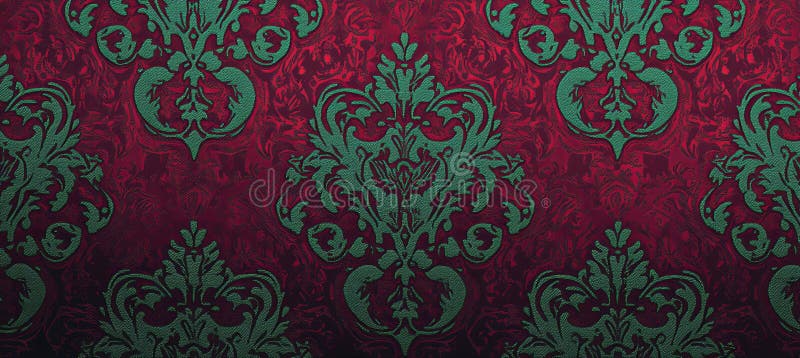 Emerald Green Damask on Deep Burgundy Pic Stock Photo - Image of ...