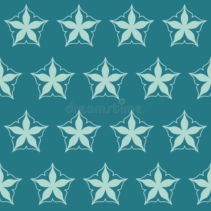 Emerald Green Decorative Seamless Pattern Star Asterisk on Dark ...
