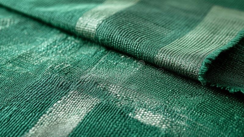 Emerald Green Fabric Displays a Textured Woven Pattern Stock ...