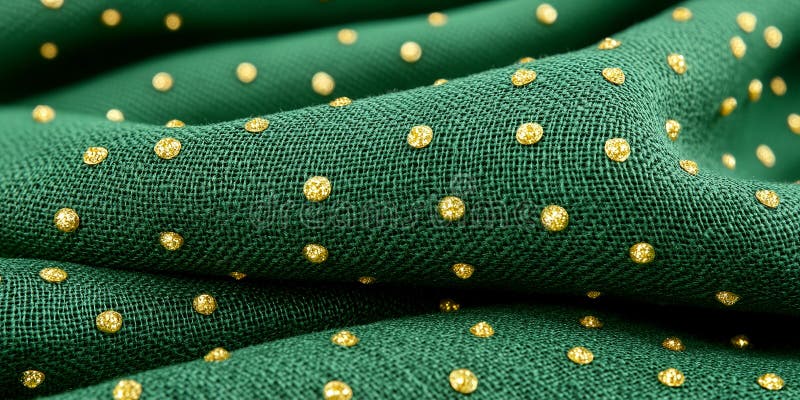 Emerald Green Fabric with Gold Dots Texture Background Design Stock ...