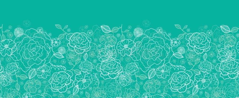Emerald Green Floral Lineart Horizontal Seamless Stock Vector ...