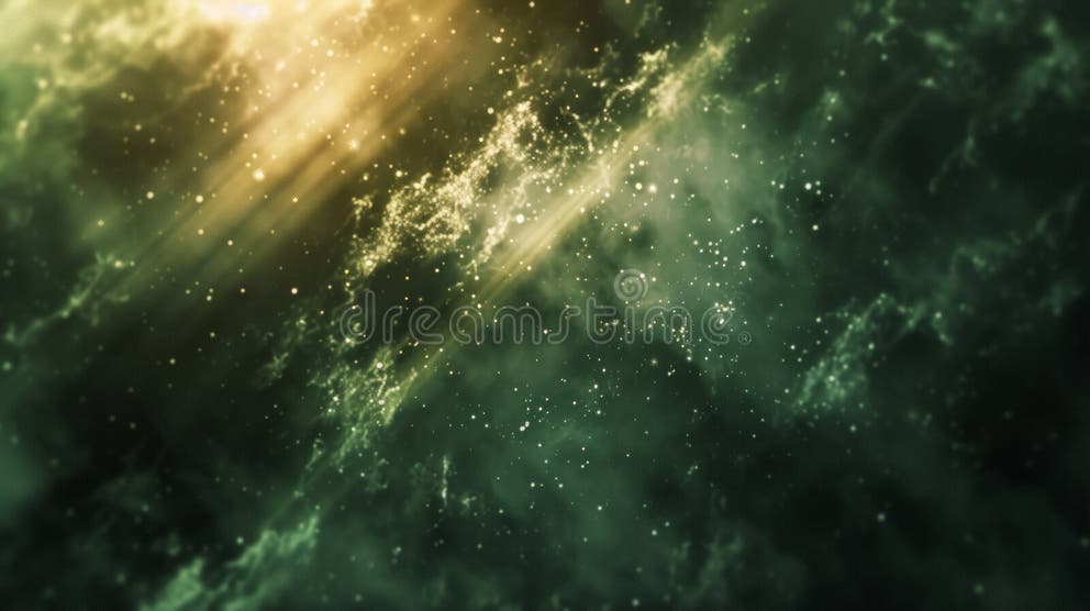 Emerald Green Galaxy Space Nebula with Particles and Light Rays ...