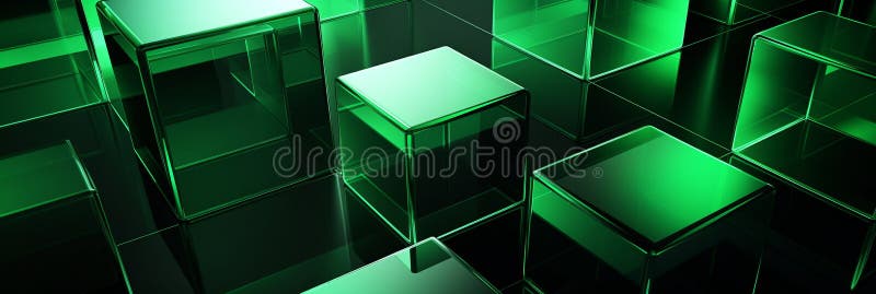 Emerald Green Glass Cubes Abstract Background Stock Illustration ...