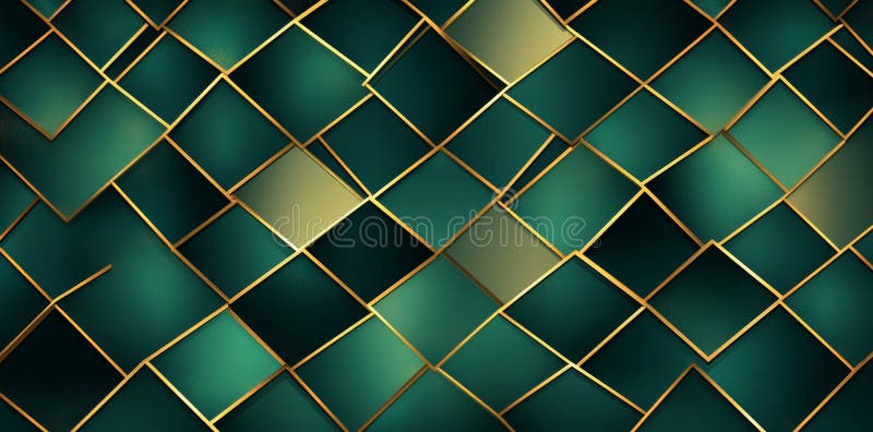 An Emerald Green and Gold Geometric Pattern in an Abstract Design Stock ...