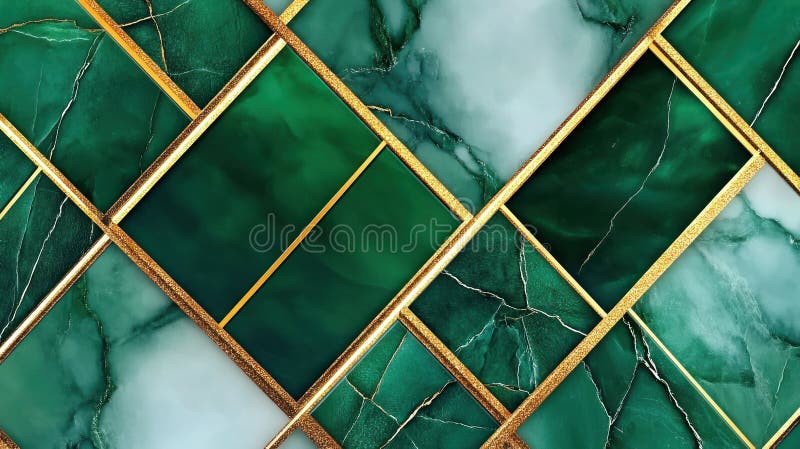 Emerald Green and Gold Marble Patterned Design Stock Illustration ...