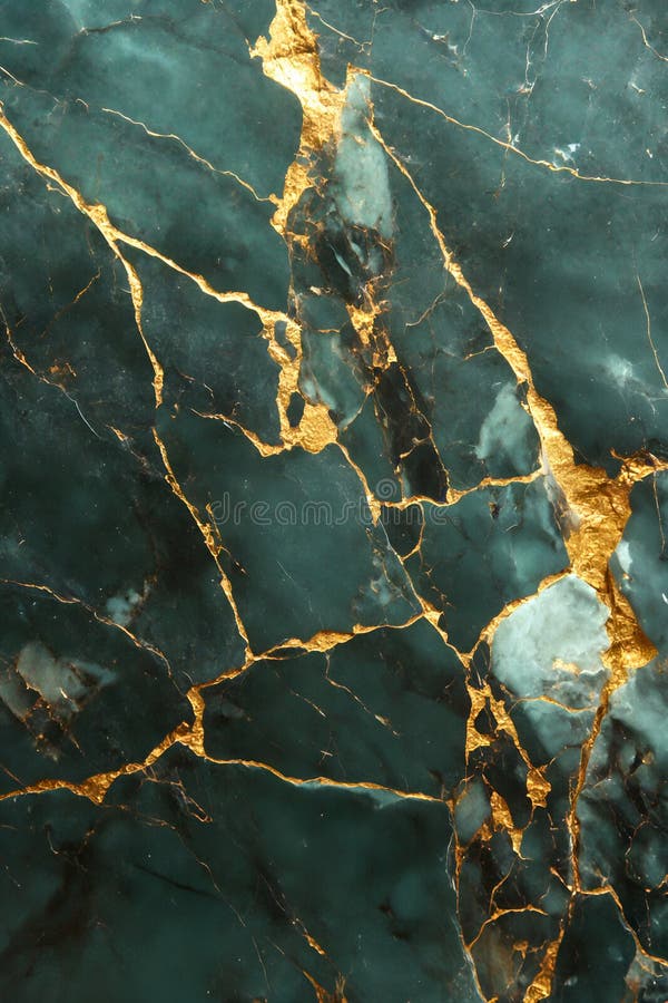 Emerald Green and Gold Marble Texture Background with Elegant Veins and ...