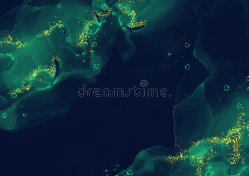 Emerald Green Hand Painted Alcohol Ink Design Stock Vector ...