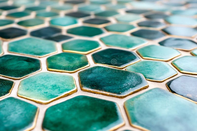 Emerald Green Hexagonal Tiles Creating Beautiful Mosaic Surface Stock ...