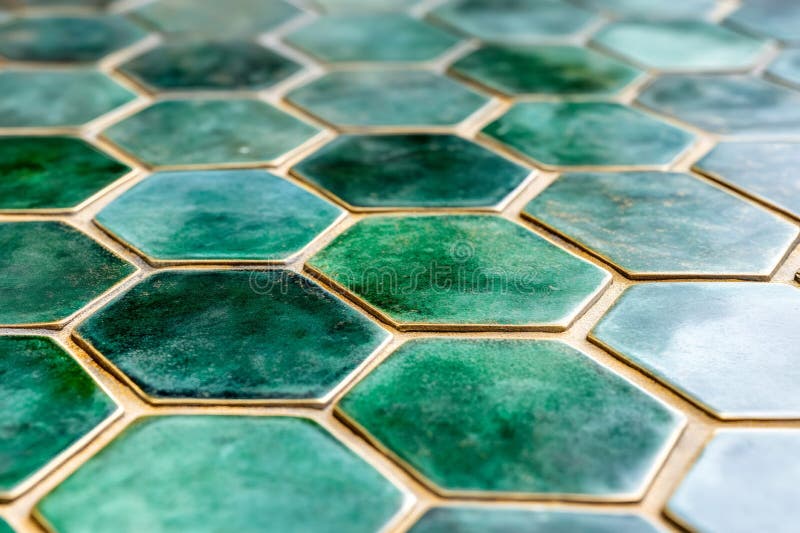 Emerald Green Hexagonal Tiles Creating a Textured Honeycomb Pattern ...