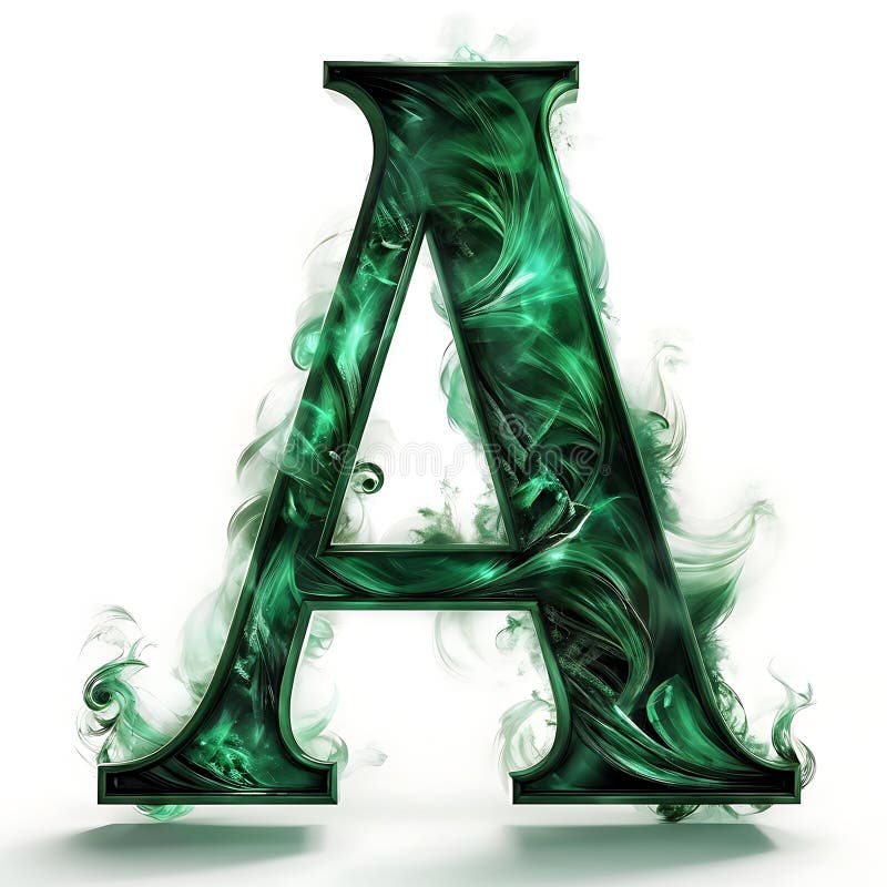 Emerald Green Letter a with Swirling Smoke Stock Illustration ...