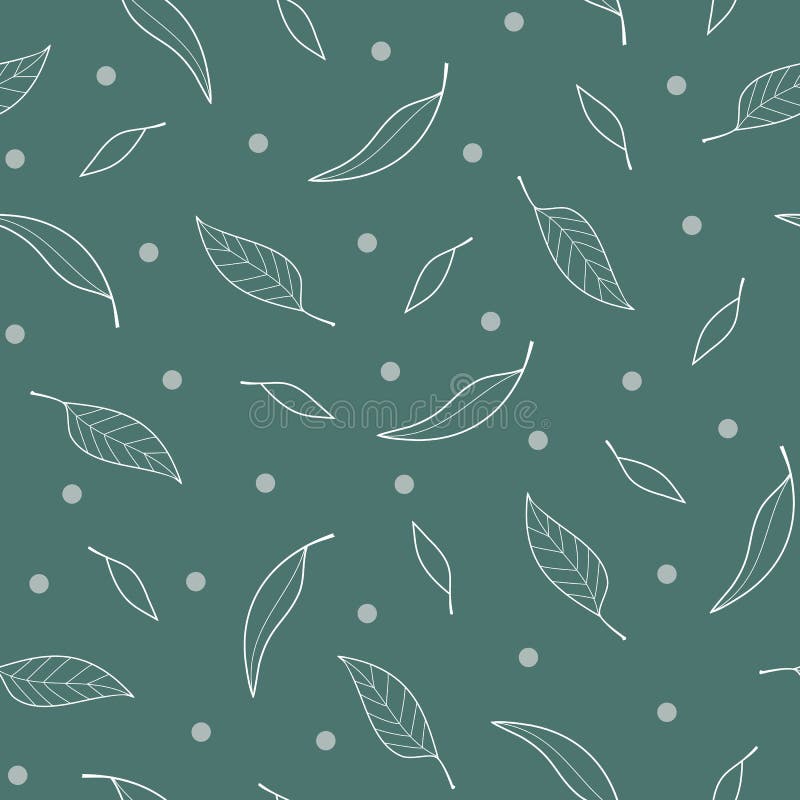 Emerald Green Line Art Gum Leaf Seamless Pattern Design Stock Vector ...