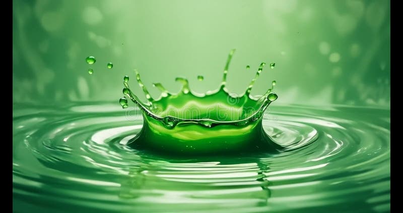 The Emerald Green Liquid Forms a Perfect Crown Splash upon Impact Stock ...