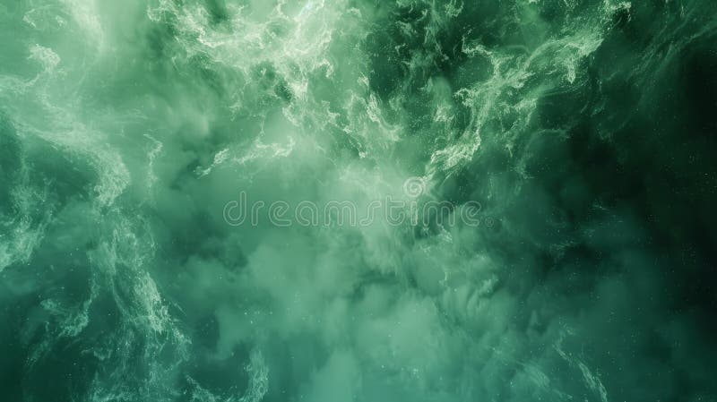 Emerald Green Nebula Cloudscape Abstract Background, Space Art, Digital ...