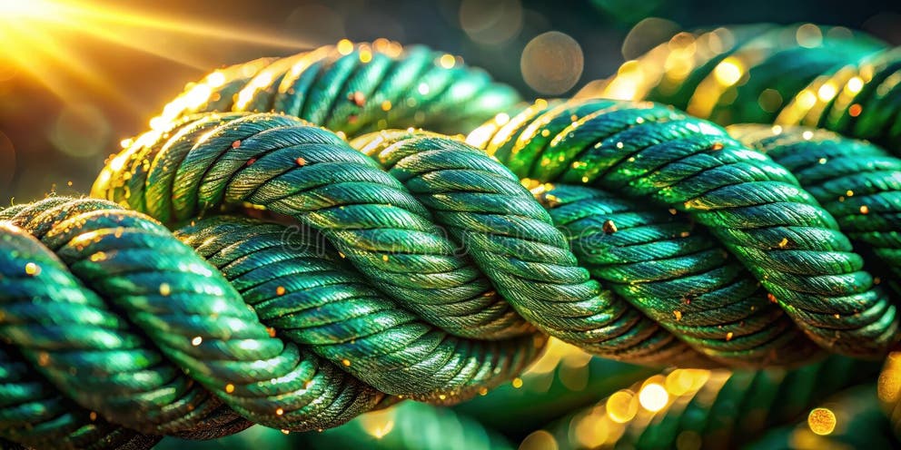 Emerald Green Rope Knot in Golden Light a Close-up Study of Texture and ...