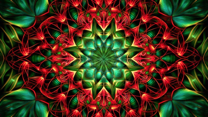 Emerald Green and Ruby Red Kaleidoscopic Mandala Design Stock ...