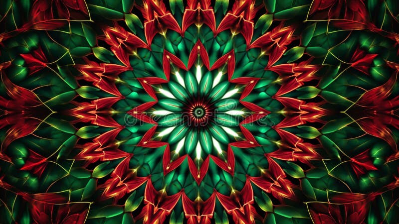 Emerald Green and Ruby Red Kaleidoscopic Mandala Design Stock ...
