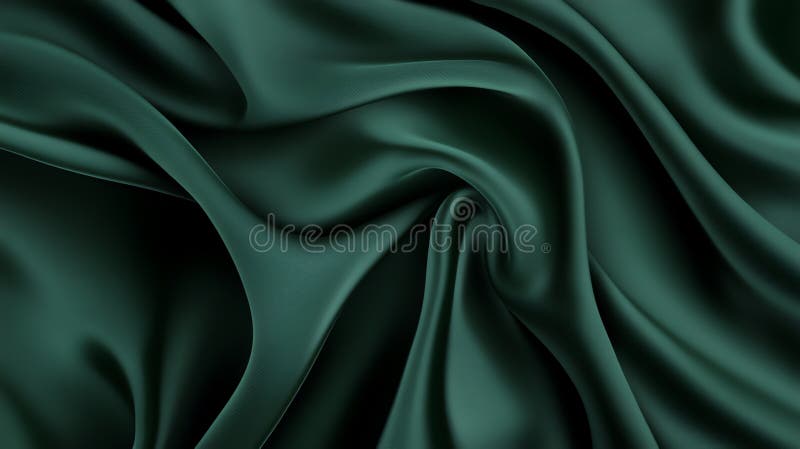 Emerald Green Satin Fabric with Smooth, Flowing Curves, Creating a ...