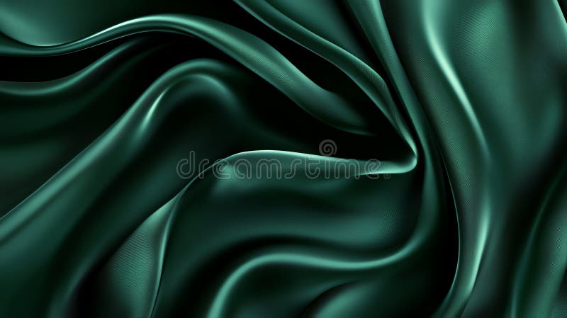 Emerald Green Satin Fabric with Smooth, Flowing Curves, Creating a ...
