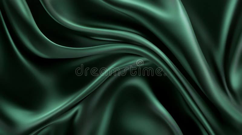 Emerald Green Satin Fabric with Smooth, Flowing Curves, Creating a ...