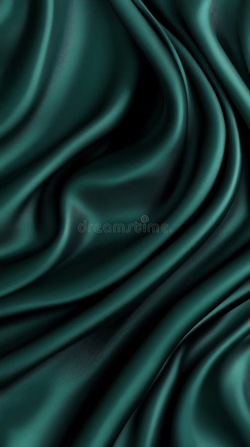 Emerald Green Satin Fabric with Smooth, Flowing Curves, Creating a ...