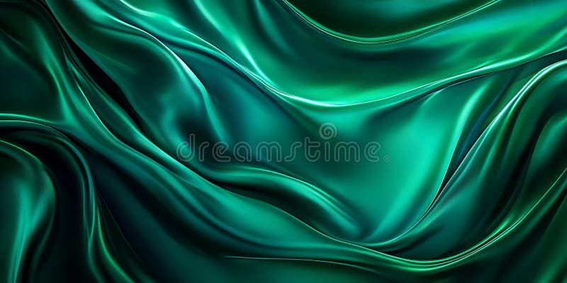 Emerald Green Silk Waves a Luxurious Dance of Light Shadow and Fluid ...