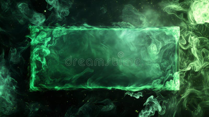 Emerald Green Smoke Forming a Rectangular Frame on a Black Background ...