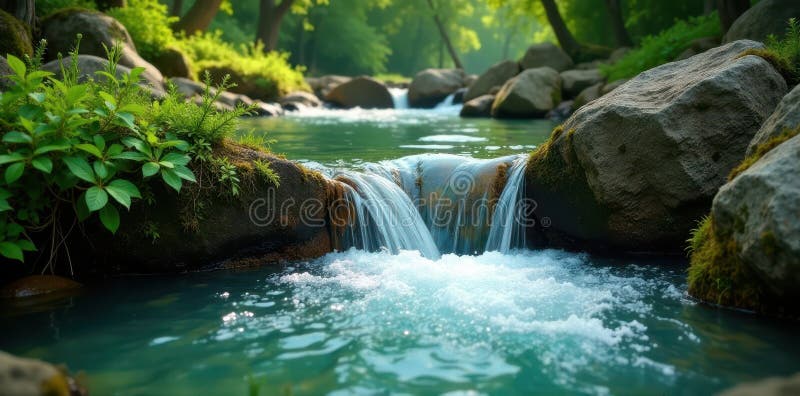 Emerald Green Spring Water Flowing Over Rocks, Travel, Mountain Stock ...