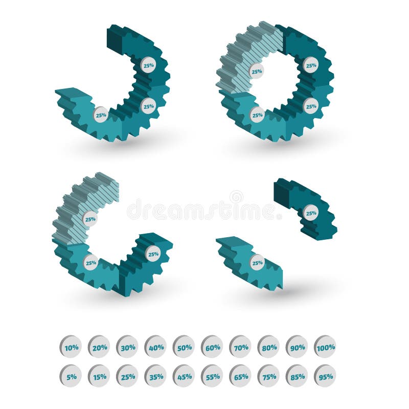Circle and Gear Charts for Infographics Stock Vector - Illustration of ...