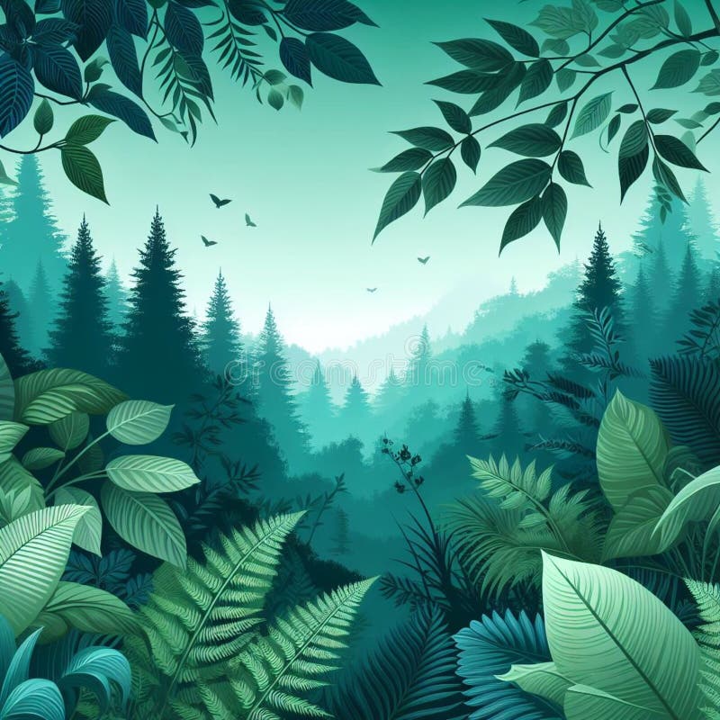 Emerald Greenery Forest Foliage Vector Stock Illustration ...