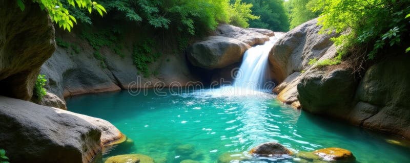 Emerald Havasu Pool, Waterfall Tumbling Down Rocks, Blue, Arizona Stock ...