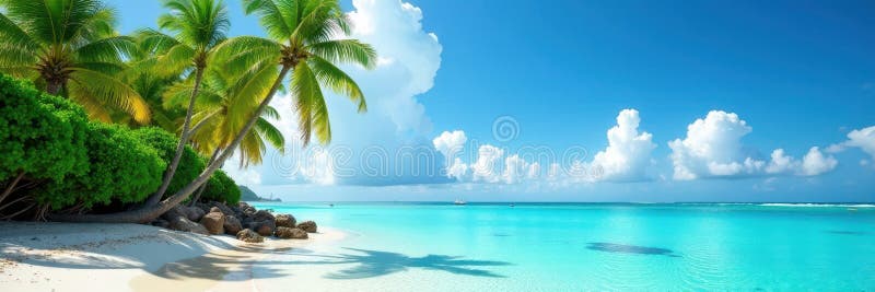 Emerald Isle Turquoise Lagoon Palm Trees Stock Illustrations – 3 ...