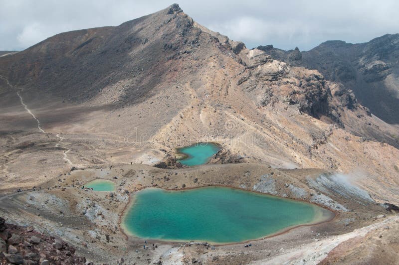 Emerald Lakes, Tongariro Die, Nieuw Zeeland Kruisen Stock Afbeelding ...