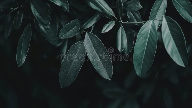 Emerald Leaves a CloseUp of Natures Serenity in Dark Green Tones Stock ...