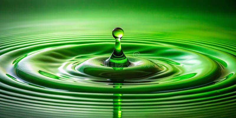 Emerald Liquid Impact a Single Drop Creates Concentric Rings of Vibrant ...