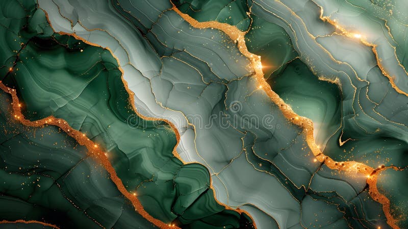 Emerald Marble Pattern with Gold and Green Veins Stock Illustration ...