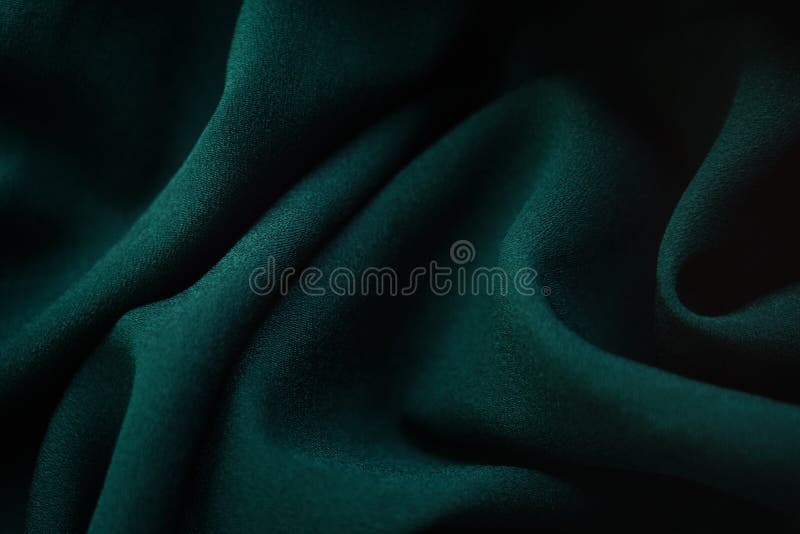 Emerald Material Chiffon Waves, Delicate Dark Green Thin Fabric Stock ...