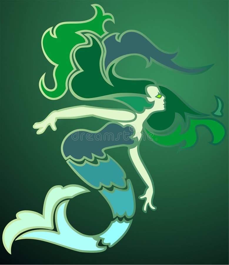 Emerald mermaid stock vector. Illustration of vector - 24298786