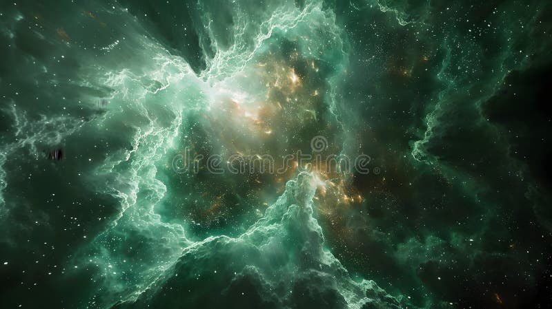 Emerald Nebula: Cosmic Cloudscape Illustration Stock Illustration ...