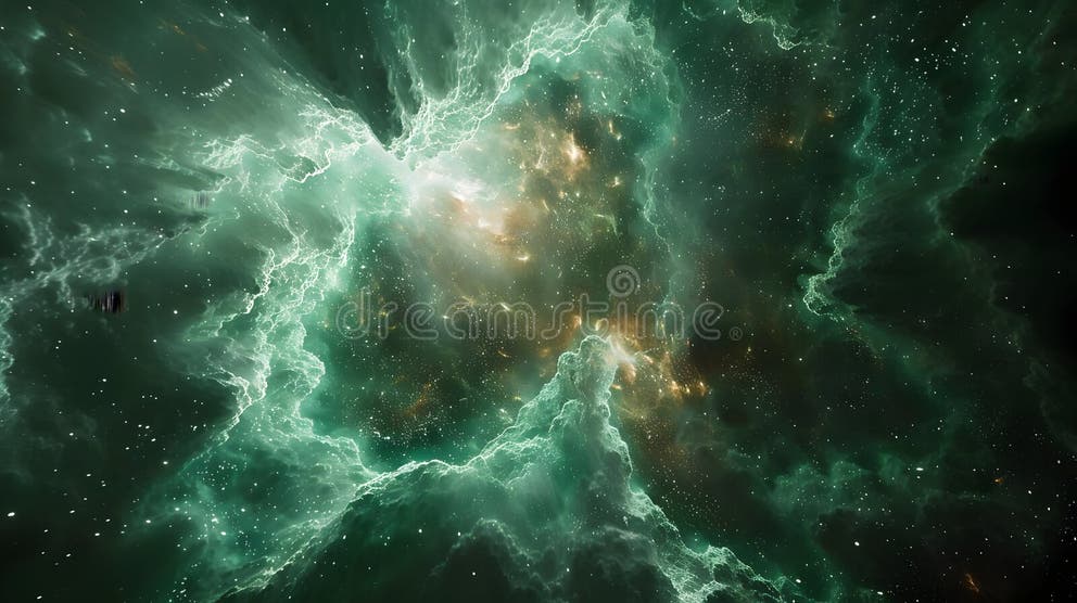 Emerald Nebula: Cosmic Cloudscape Illustration Stock Illustration ...